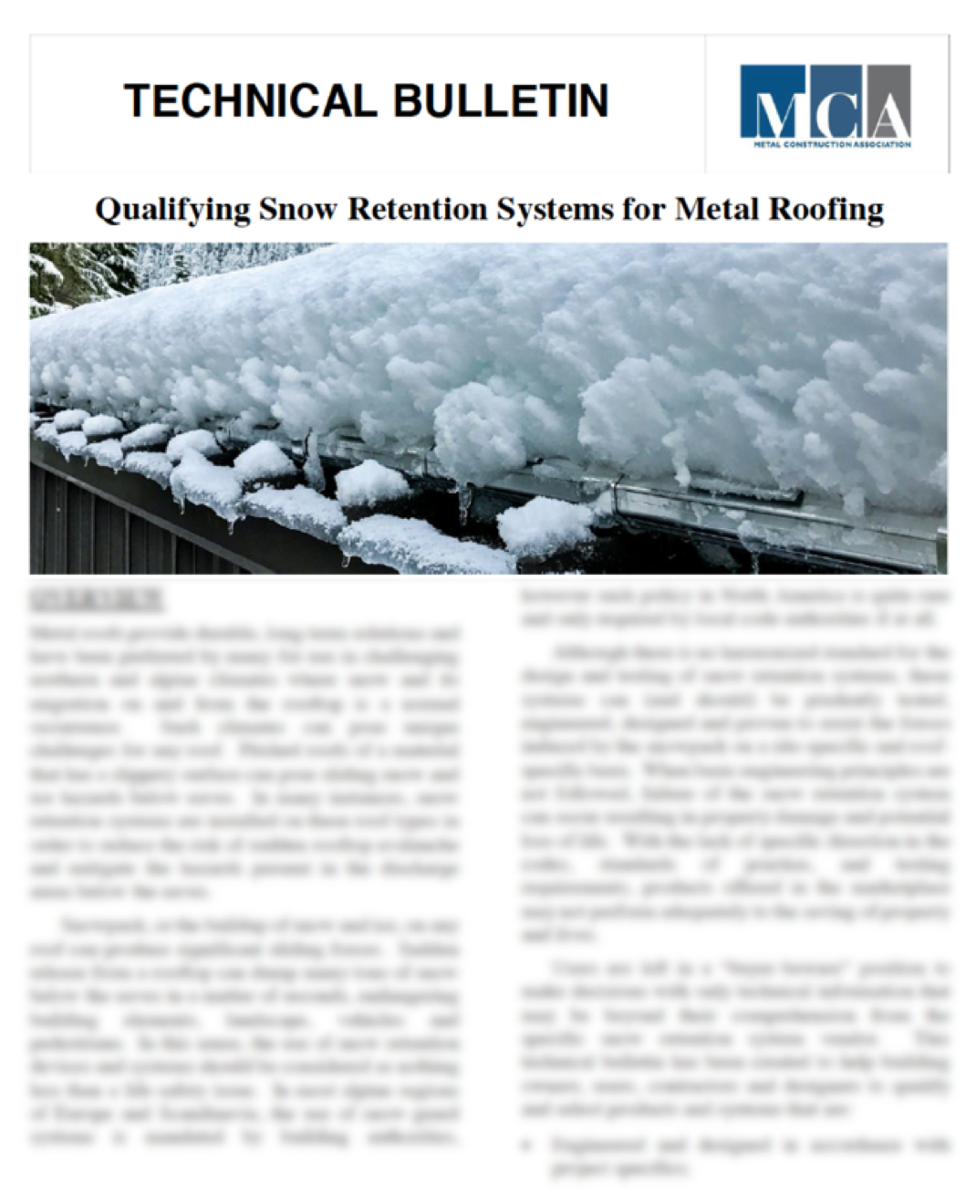 MCA Download - Qualifying Snow Retention Systems for Metal Roofing